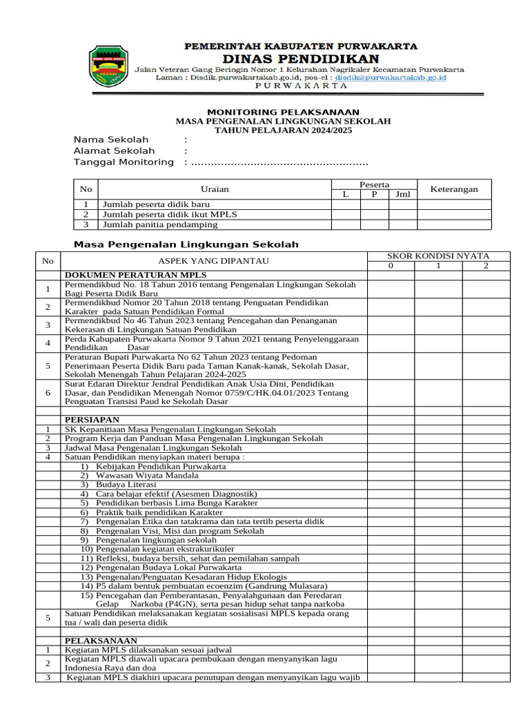 Instrumen Monitoring MPLS 2024 2025 | PDF