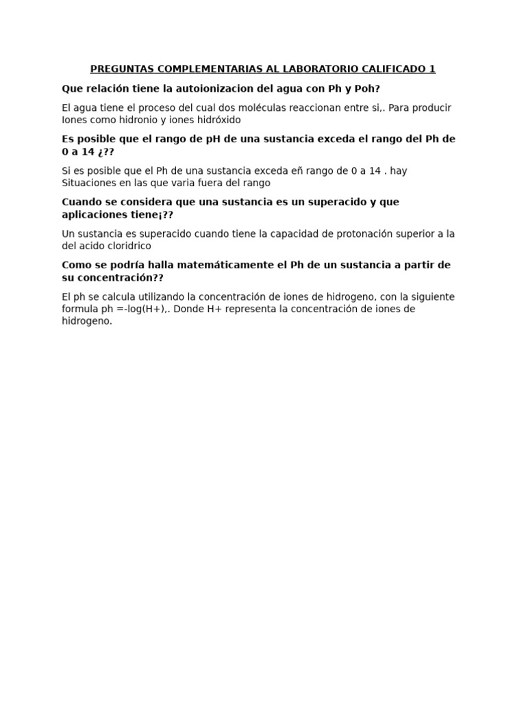 Preguntas Complementarias Al Laboratorio Calificado 1 - Difkzk | PDF