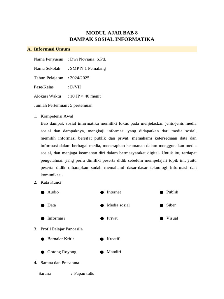 13. Modul Ajar Bab 8 | PDF