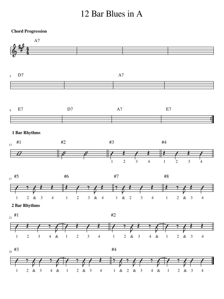 12 Bar Blues in A & Rhythms | PDF