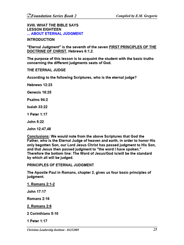 Bk2-18 About Eternal Judgment | PDF | Last Judgment | Jesus