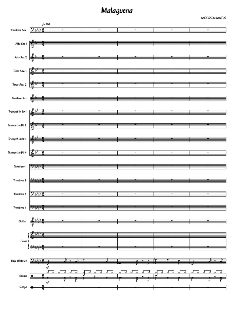 Malaguena Opi (Score) | PDF | Trombone | Saxophone