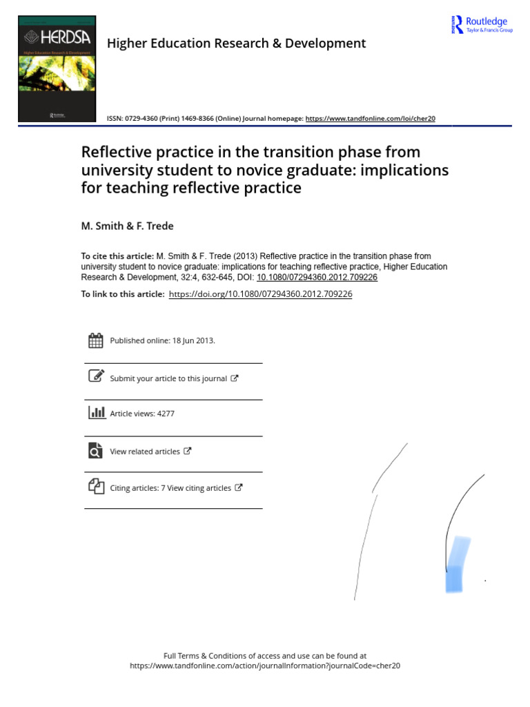 Reflective Practice in The Transition Phase From University Student To Novice Graduate ...