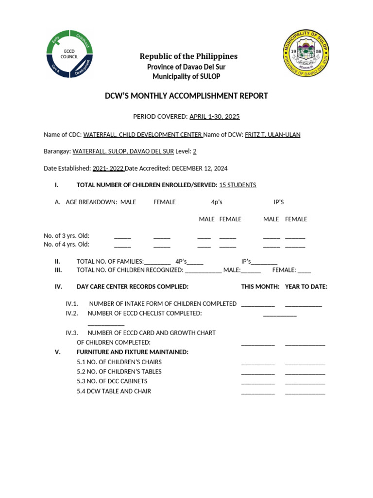 ACCOMPLISHMENT CDW (AutoRecovered) | PDF | Human Development | Behavioural Sciences