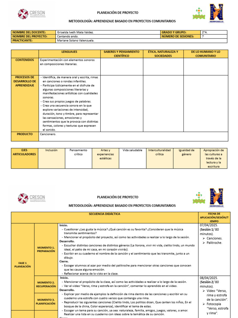 ABPC Lenguajes Cantando ando | PDF | Canciones | Aprendizaje