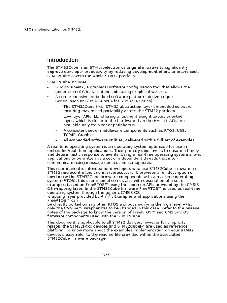 Rtos Implementation On Stm32 Pdf Embedded System Microcontroller