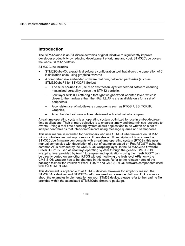 Rtos Implementation On Stm32 Pdf Embedded System Microcontroller