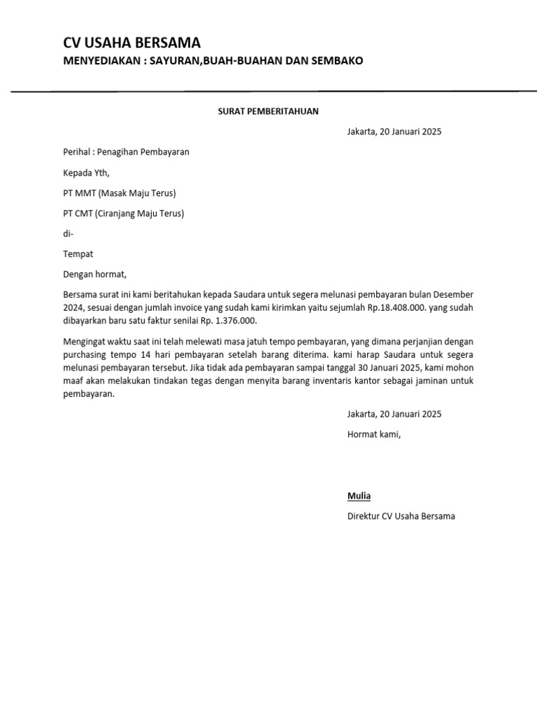 Surat Pemberitahuan | PDF