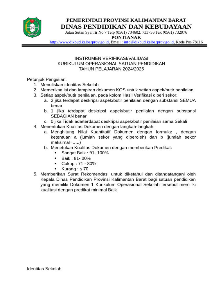 Instrumen Verifikasi Kosp | PDF