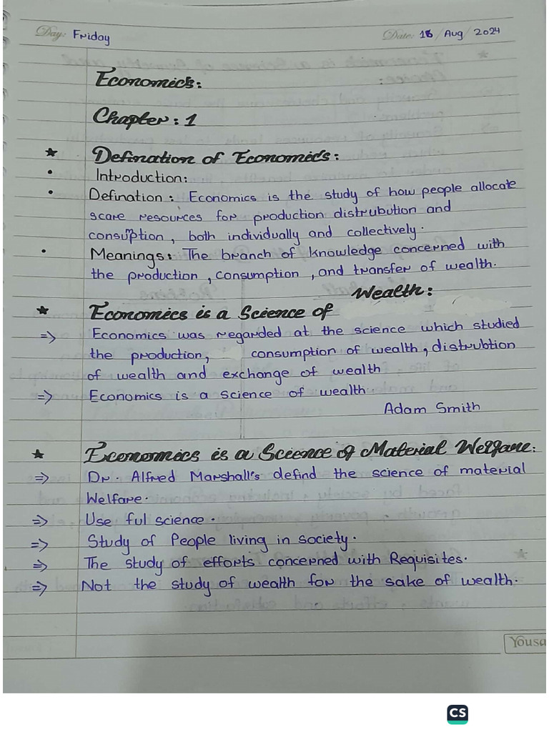 Economics Chapter 1 Notes | PDF