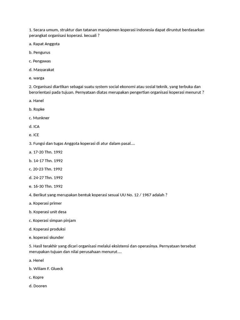 Soal Bab 8 Tentang Koperasi | PDF