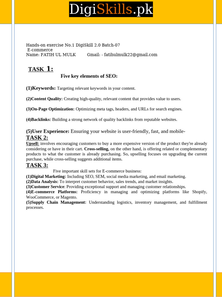 SEO and E-commerce Skills Overview | PDF