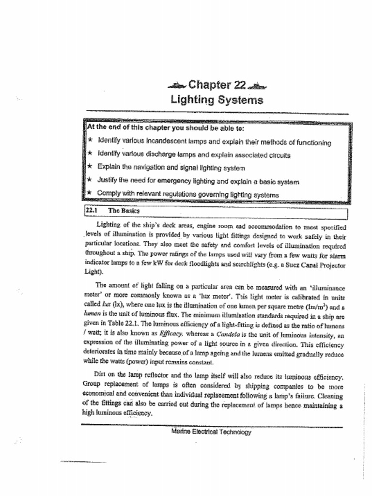 Chapter 22 - Lighting Systems | PDF