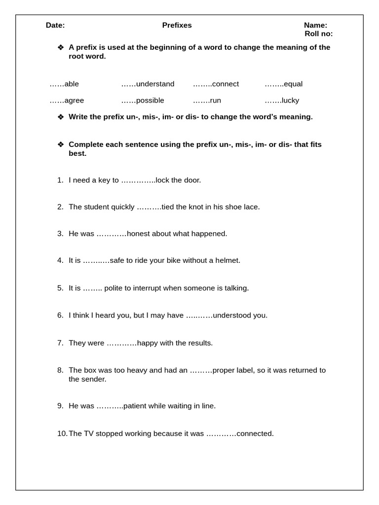 Prefix and Present Continuous Tense | PDF