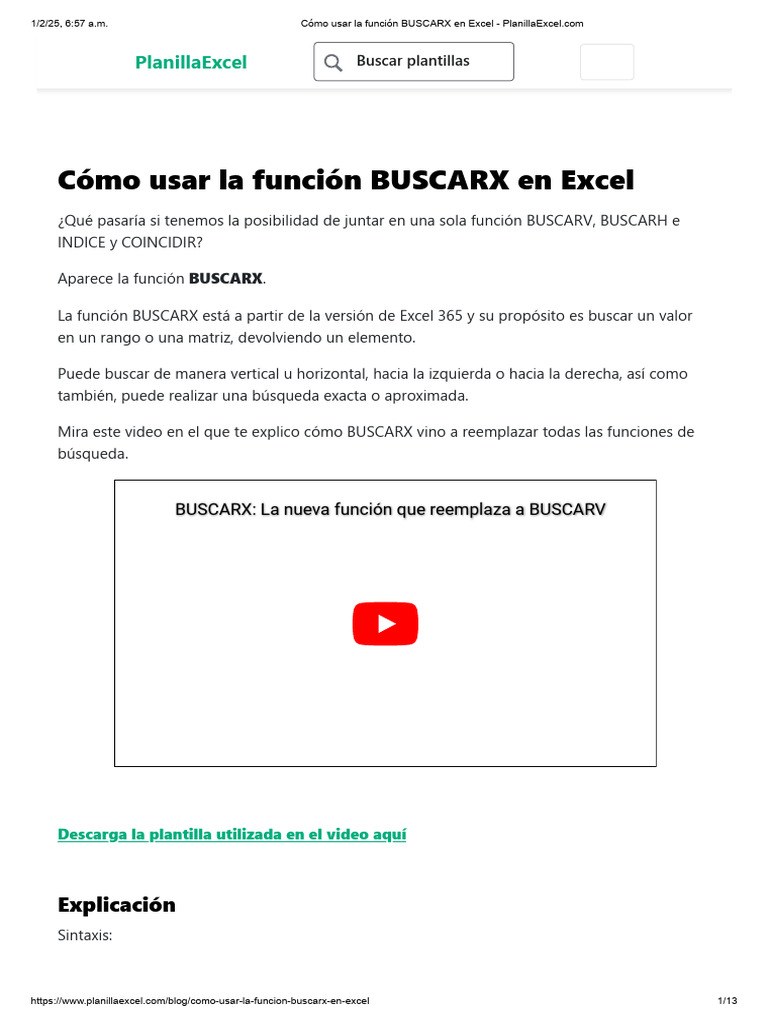 Usar la función BUSCARX en Excel | PDF | Microsoft Excel | Función ...