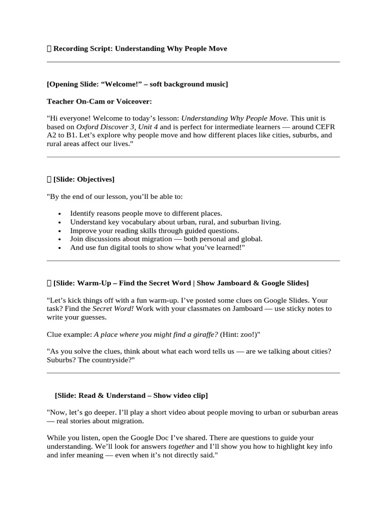 Understanding Reasons for Relocation | PDF | Reading Comprehension ...