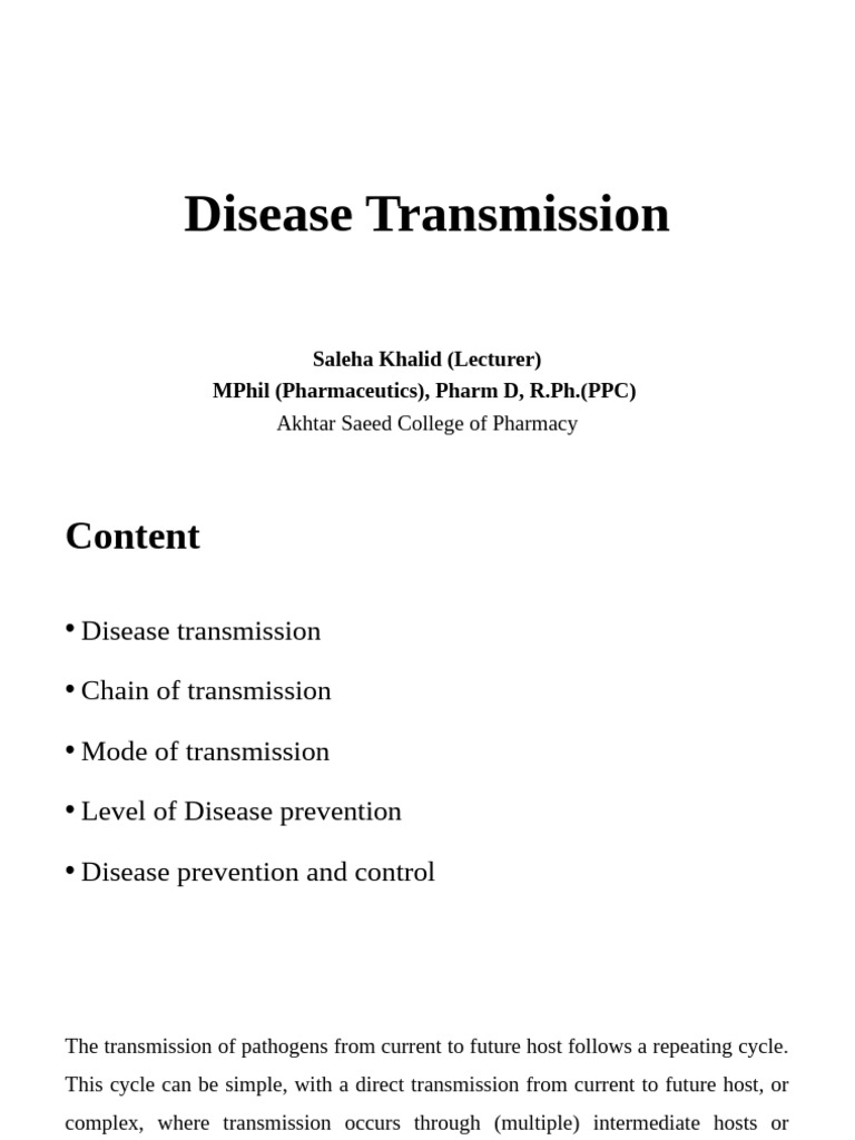 Understanding Disease Transmission Dynamics | PDF | Preventive ...