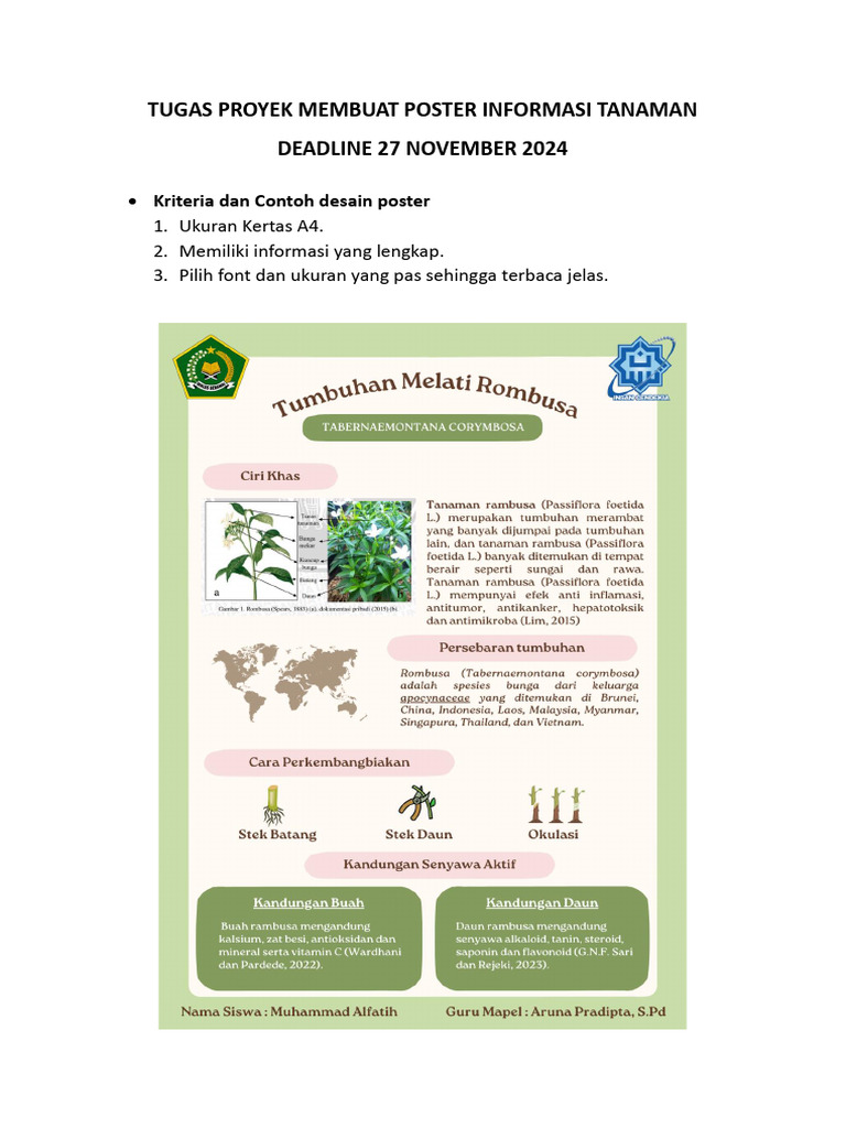 Tugas Proyek Membuat Poster Informasi Tanaman | PDF