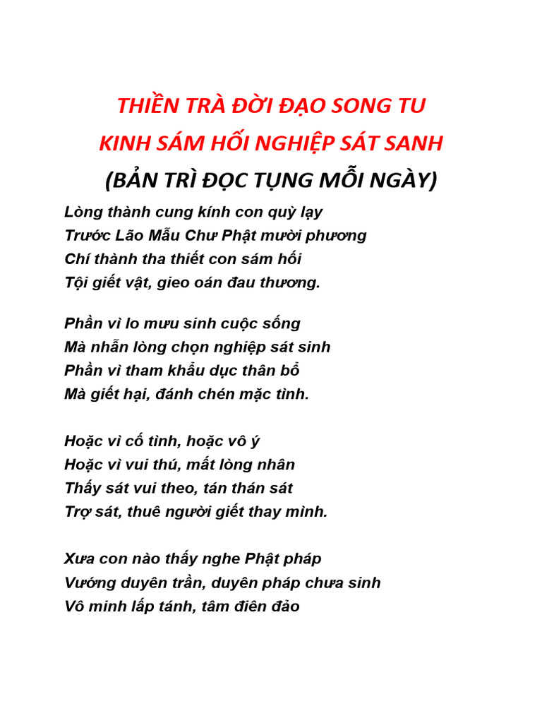 BDF Kinh Sam Hoi Nghiep Sat Sanh | PDF