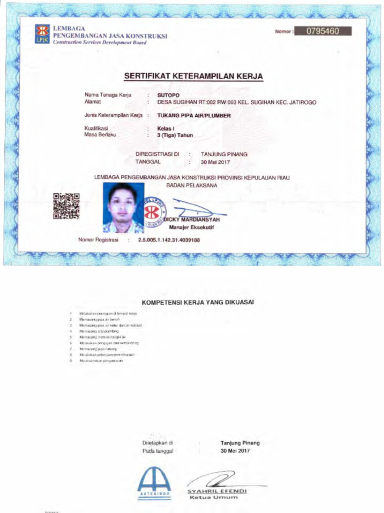 SKT Tukang Pipa - Plumber | PDF