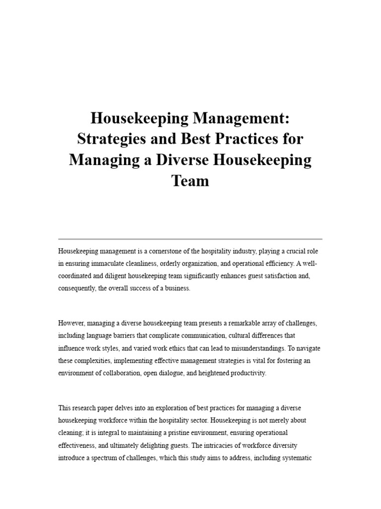 Housekeeping Management: Strategies and Best Practices For Managing A ...