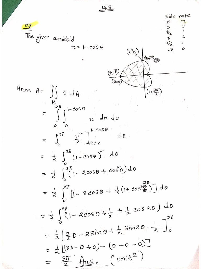14.3 Double Integral of Polar Coordinates | PDF