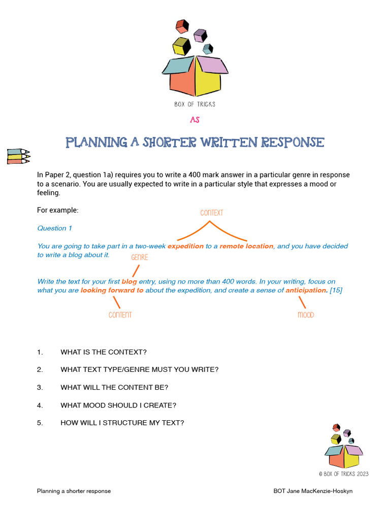 Planning A Shorter Response | PDF | Language Mechanics | Grammar
