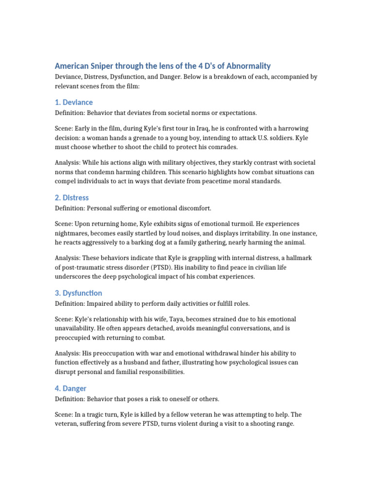 American Sniper 4Ds Analysis | PDF