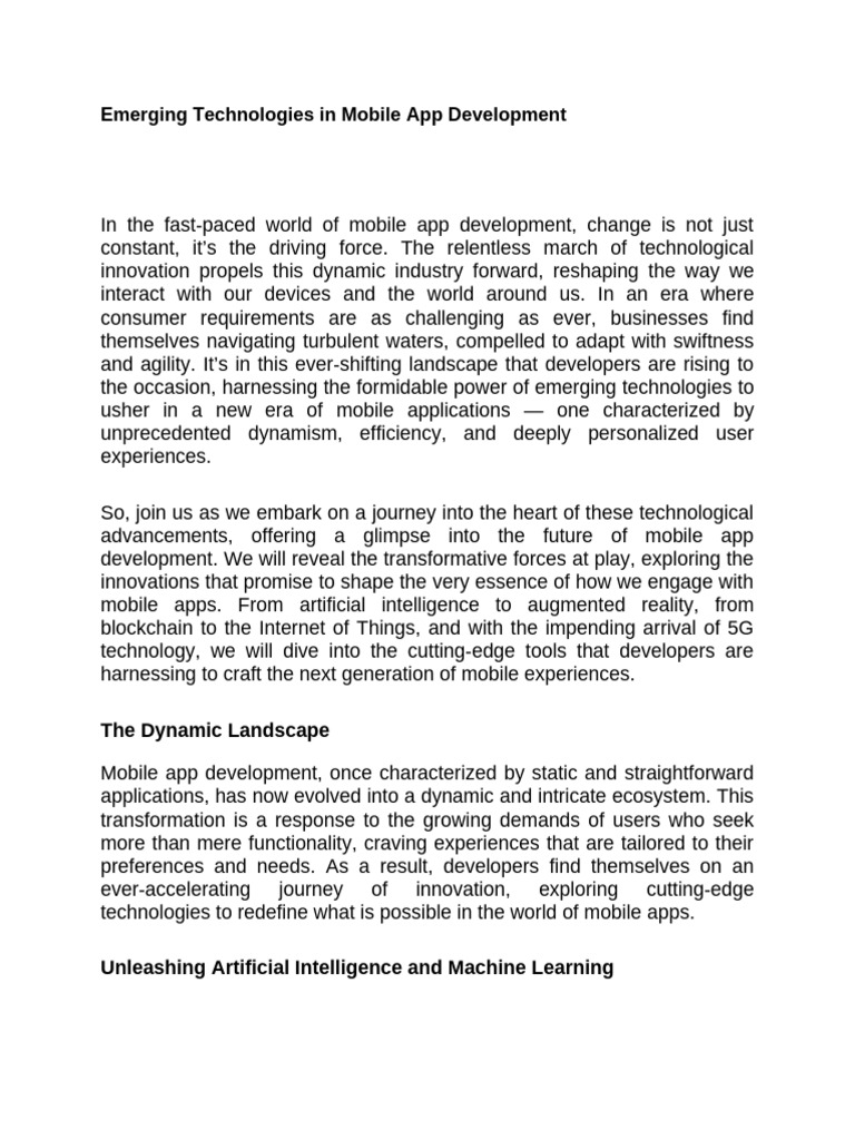 Emerging Technologies in Mobile App Development | PDF | Internet Of ...