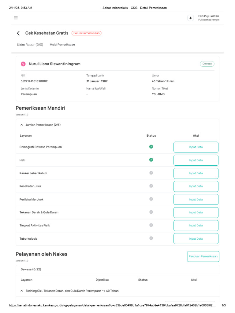 Sehat Indonesiaku - CKG - Detail Pemeriksaan | PDF