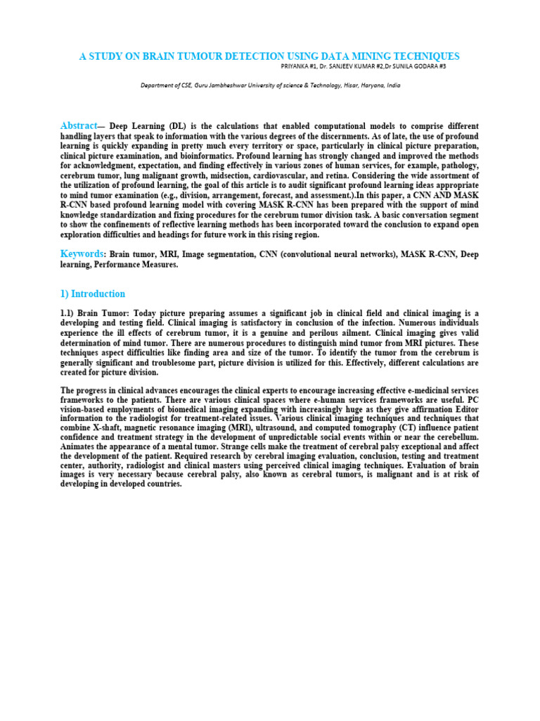 R1 - A Study On Brain Tumour Detection Using Data Mining Techniques ...