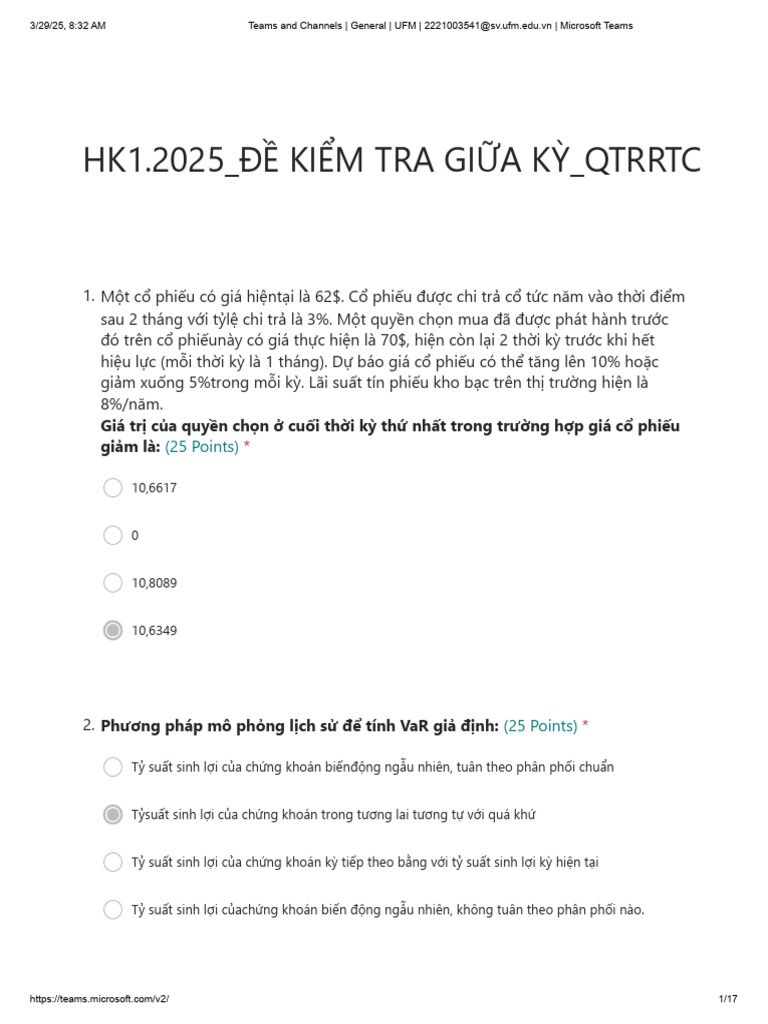 Đề Giữa Kì Của QTRRTC | PDF