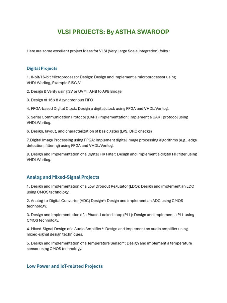 VLSI Project Ideas and Implementations | PDF | Mixed Signal Integrated ...