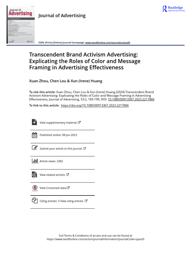 Transcendent Brand Activism Advertising Explicating The Roles of Color ...