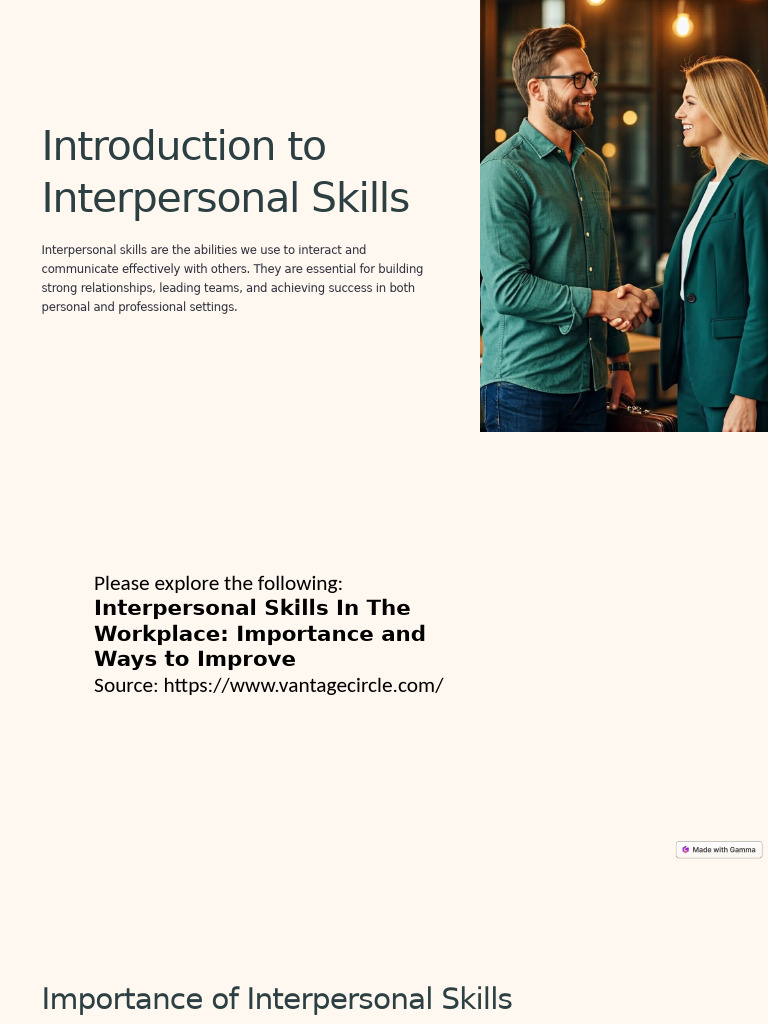 Introduction To Interpersonal Skills | PDF | Social Skills | Interpersonal Relationships