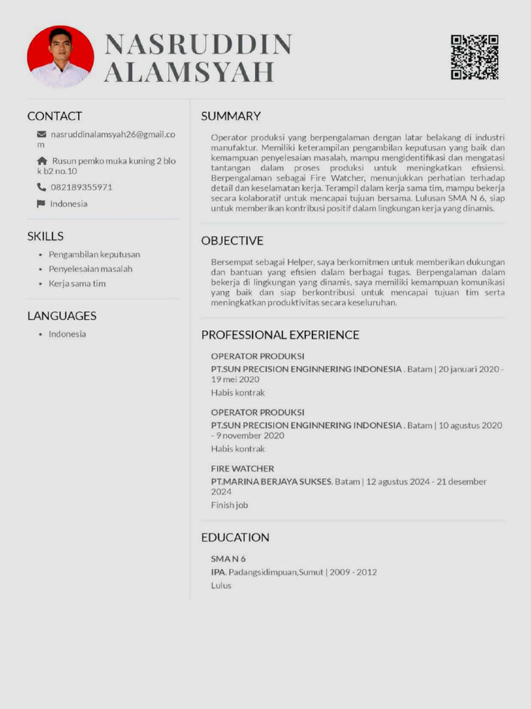 CV - Lamaran Kerja | PDF