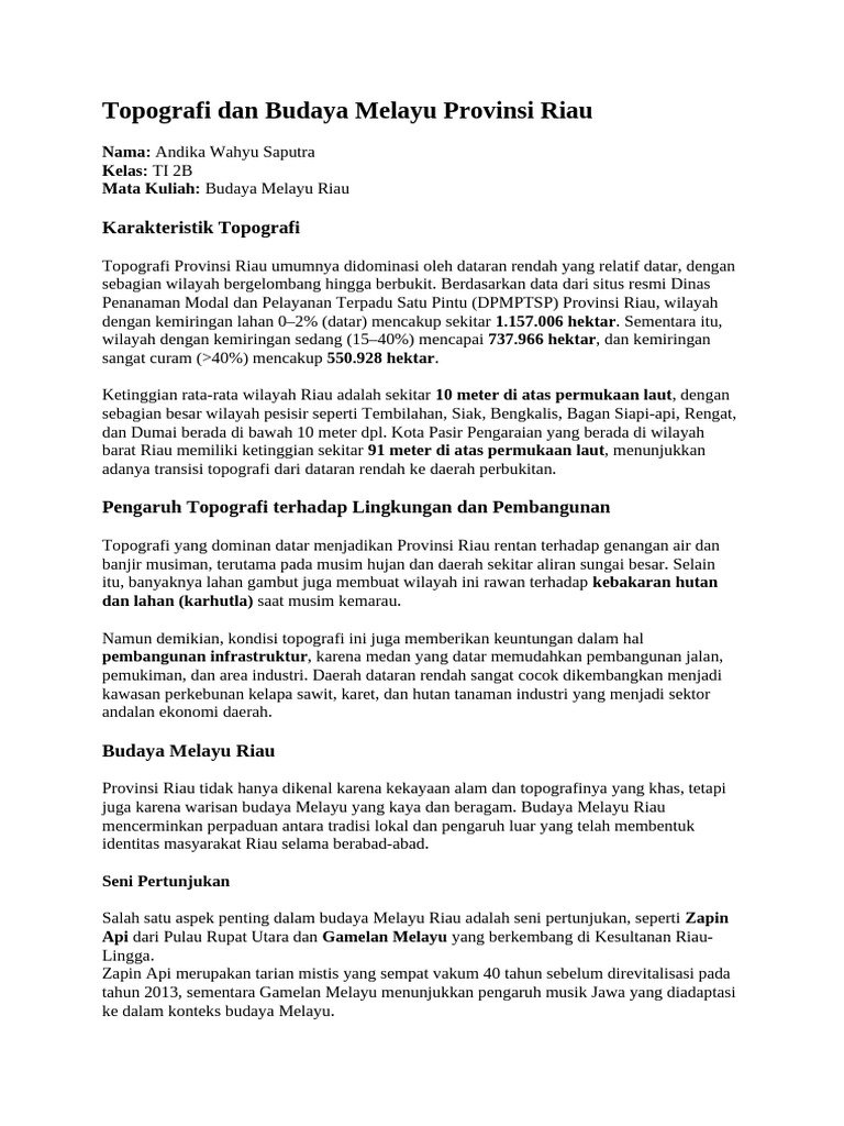 Topografi Riau Sandhi Noviardi 2B | PDF
