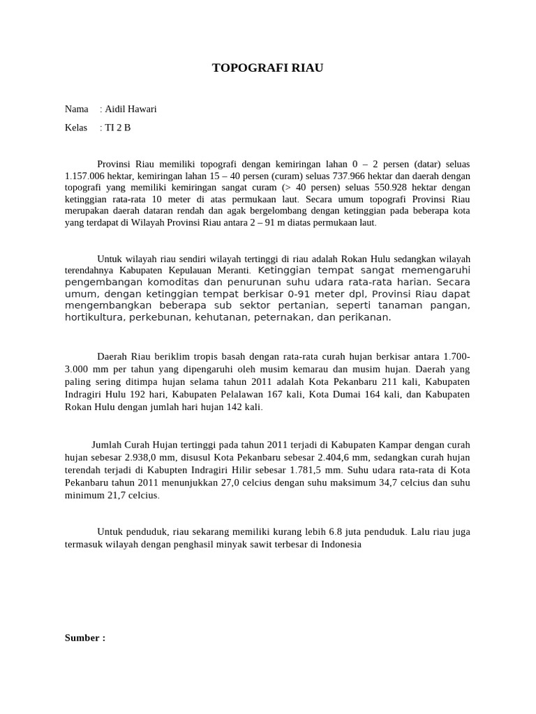 Topografi Riau | PDF