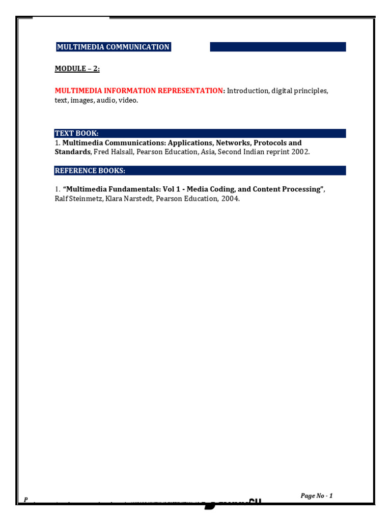 Multimedia Information Representation | PDF | Fax | Sampling (Signal ...