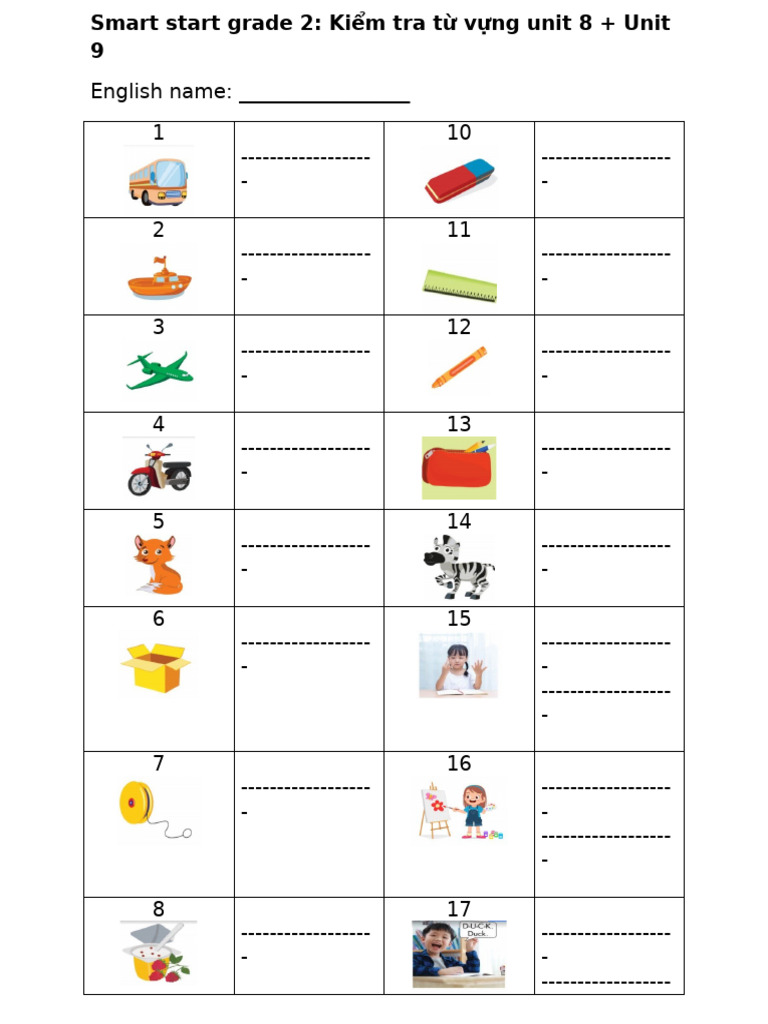 Smart Start Grade 2 Vocabulary Unit 8,9 | PDF | Stationery | Writing ...