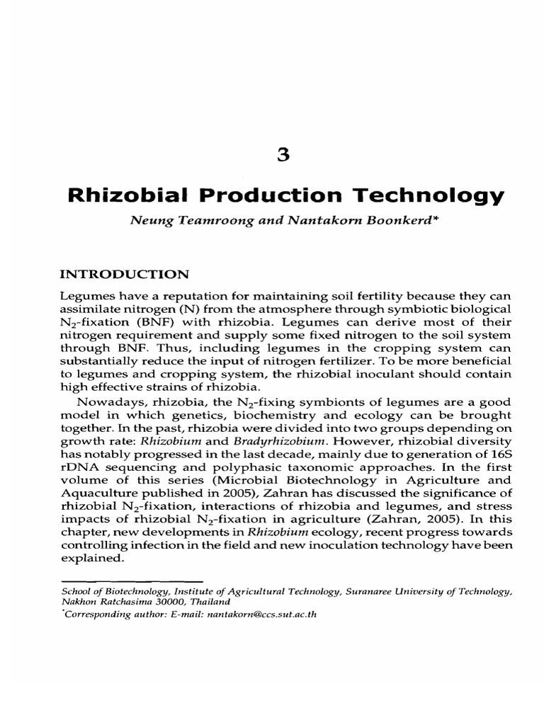 Microbial Biotechnology in Agriculture and Aquacul... - (3. Rhizobial ...