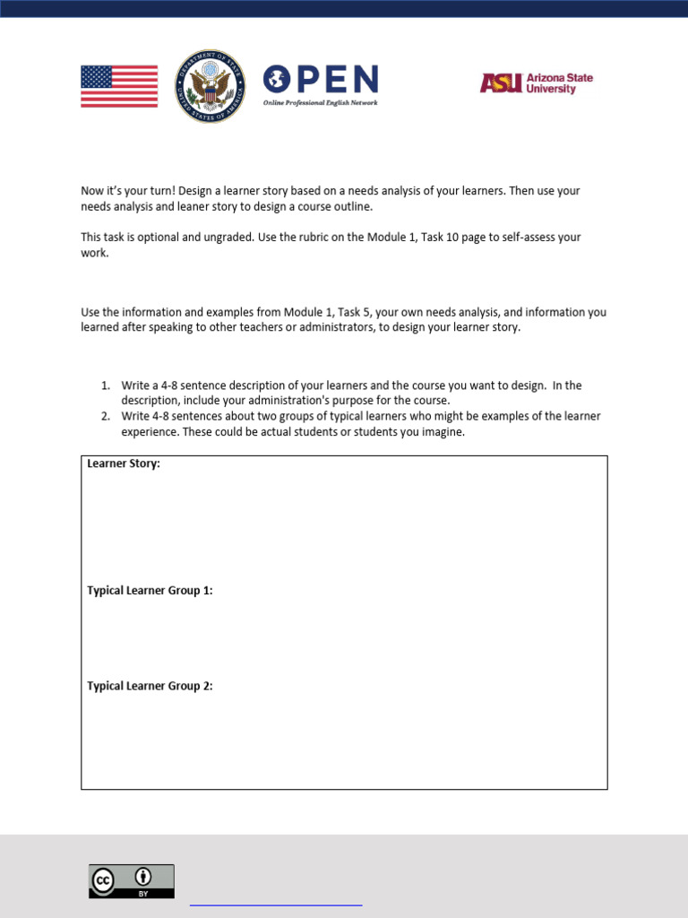Module 1 Learner Story and Course Outline Template | PDF | Teaching ...