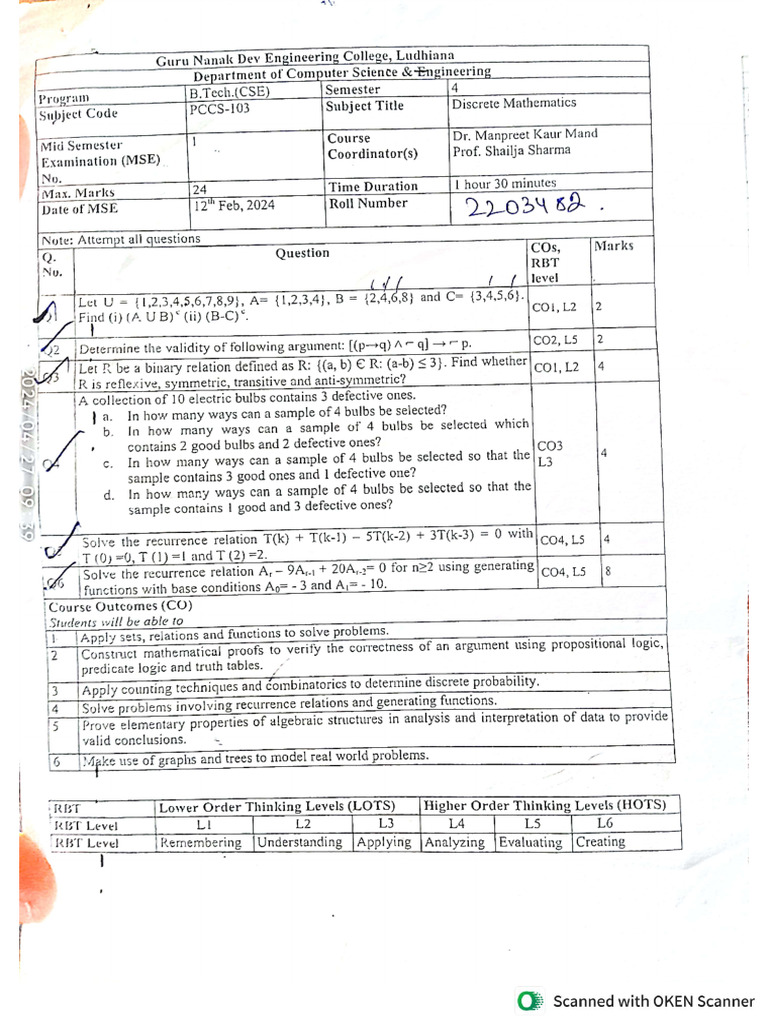 Mse 1 (4TH Sem) | PDF