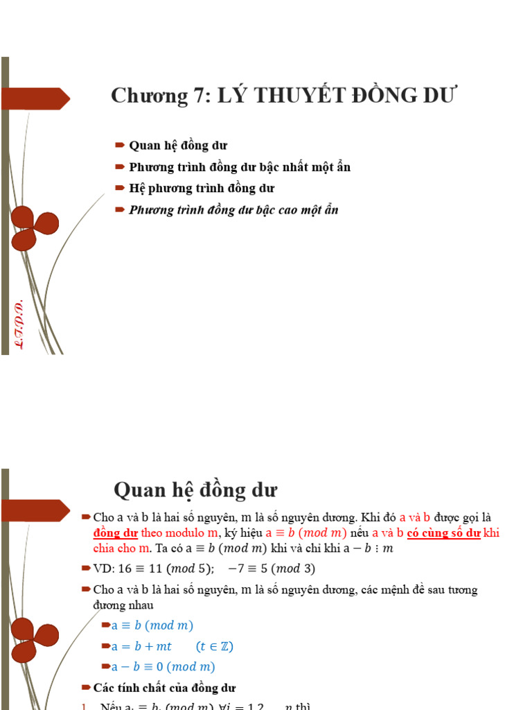 Bai Giang Chuong 7 Ly Thuyet Dong Du Mon Toan Roi Rac Dai Hoc Ky Thuat 89116 | PDF
