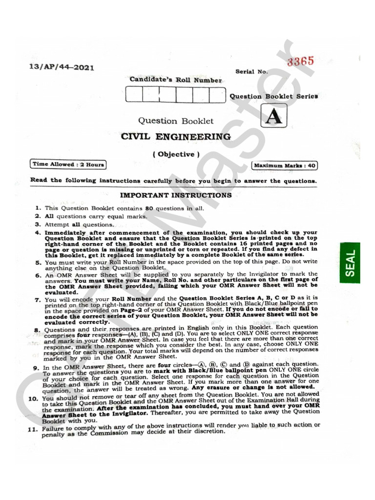 GM - BPSC - Apq - Civil - 2021 2 | PDF | Bending | Stress (Mechanics)
