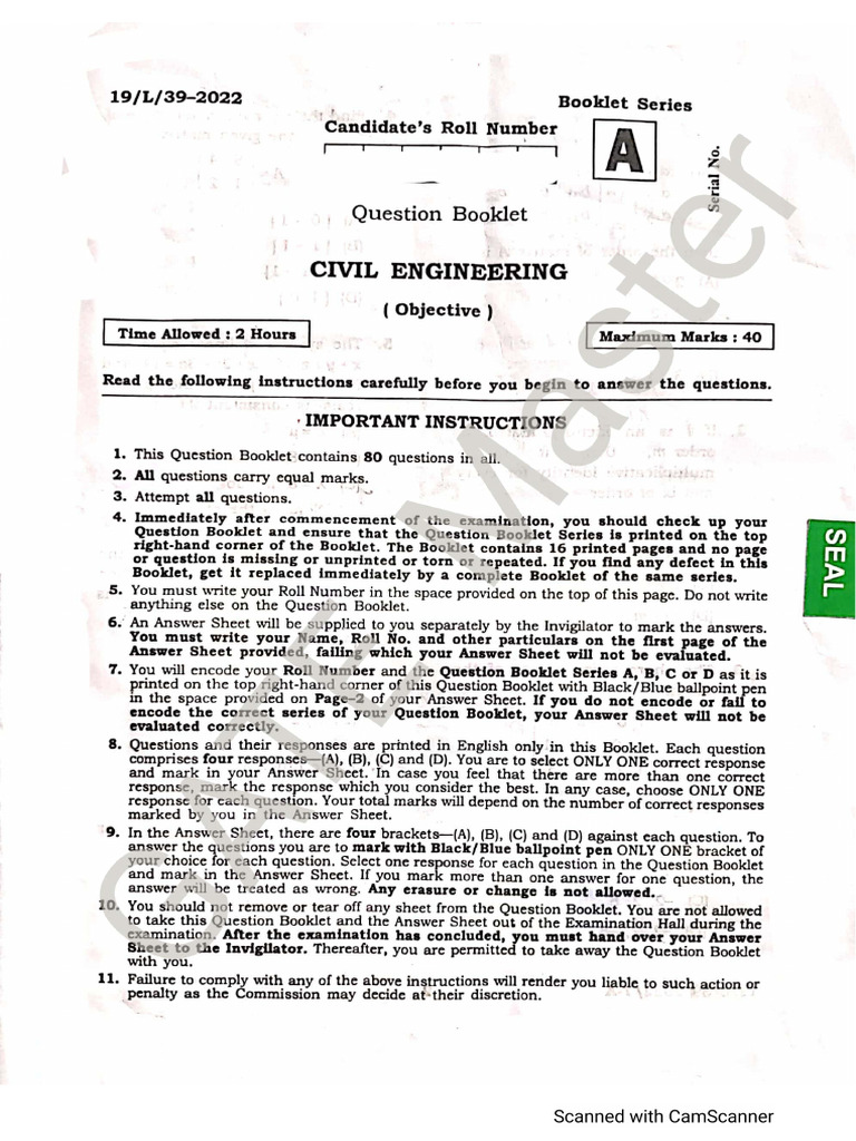 BPSC - Lecturer - Civil - Engineering - 39 - 2020 - Question - Paper ...