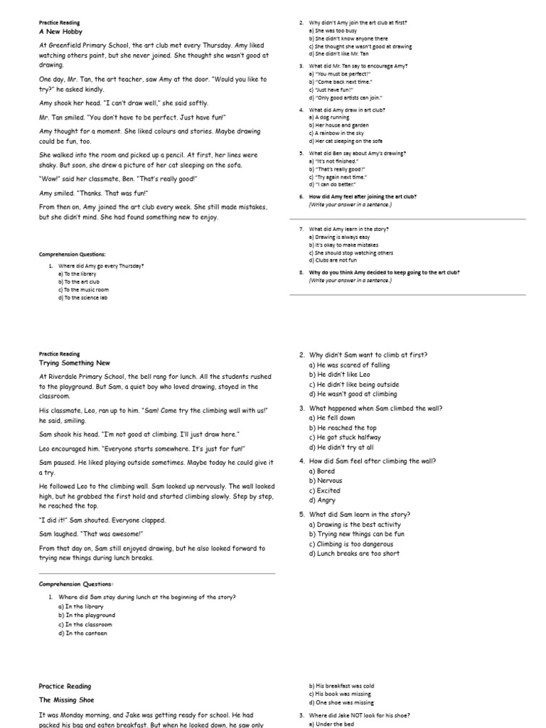 Practice Reading Primary 2 | PDF