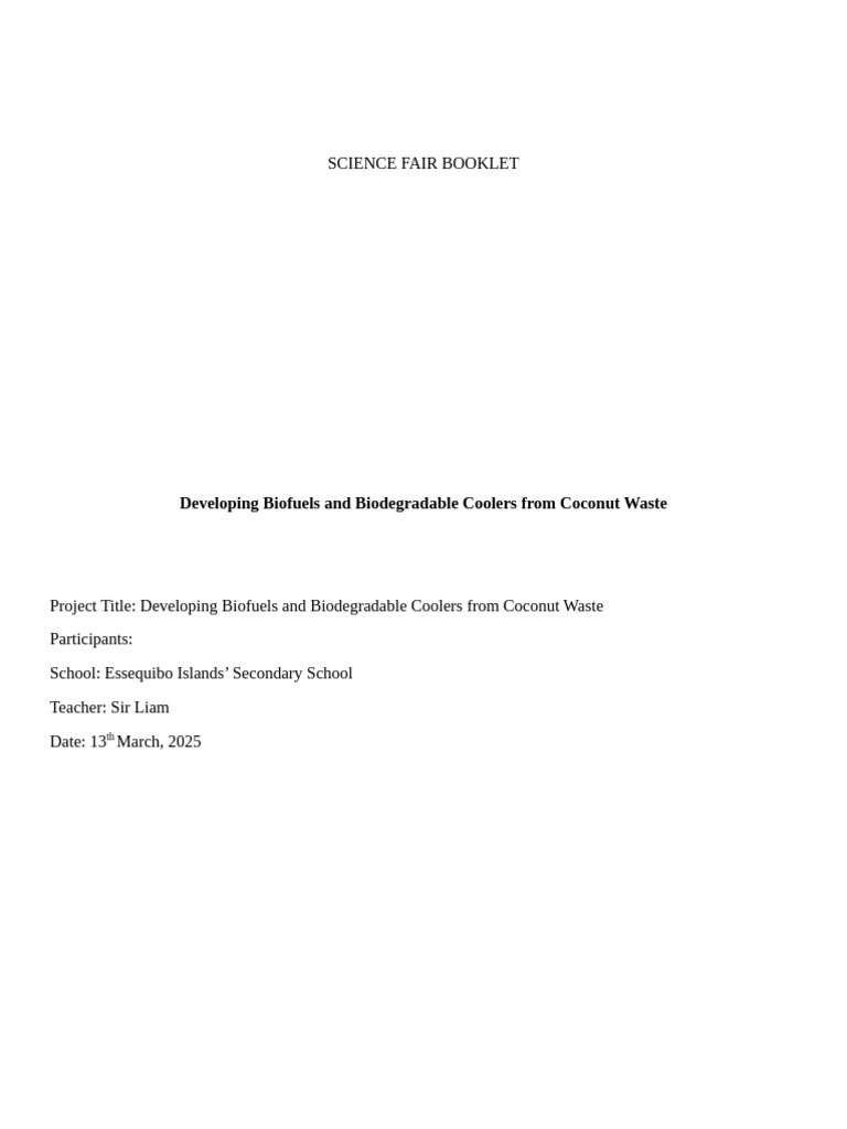 Science Fair Booklet l(Reviewed) | PDF | Biofuel | Anaerobic Digestion