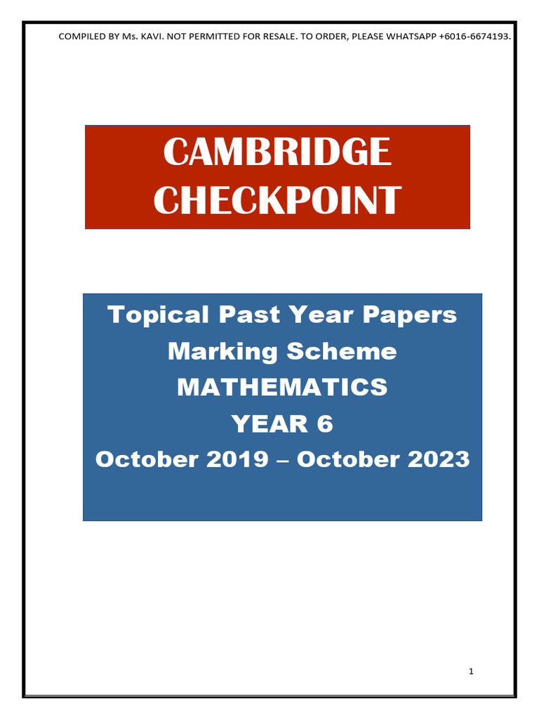 Year 6 - Maths Marking Scheme Topical PYQ | PDF | Ratio | Elementary ...
