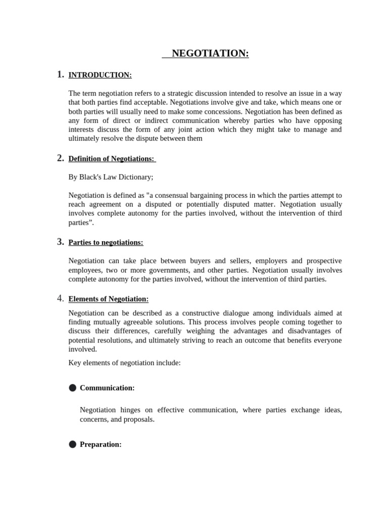 Key Elements of Effective Negotiation | PDF | Negotiation | Alternative ...